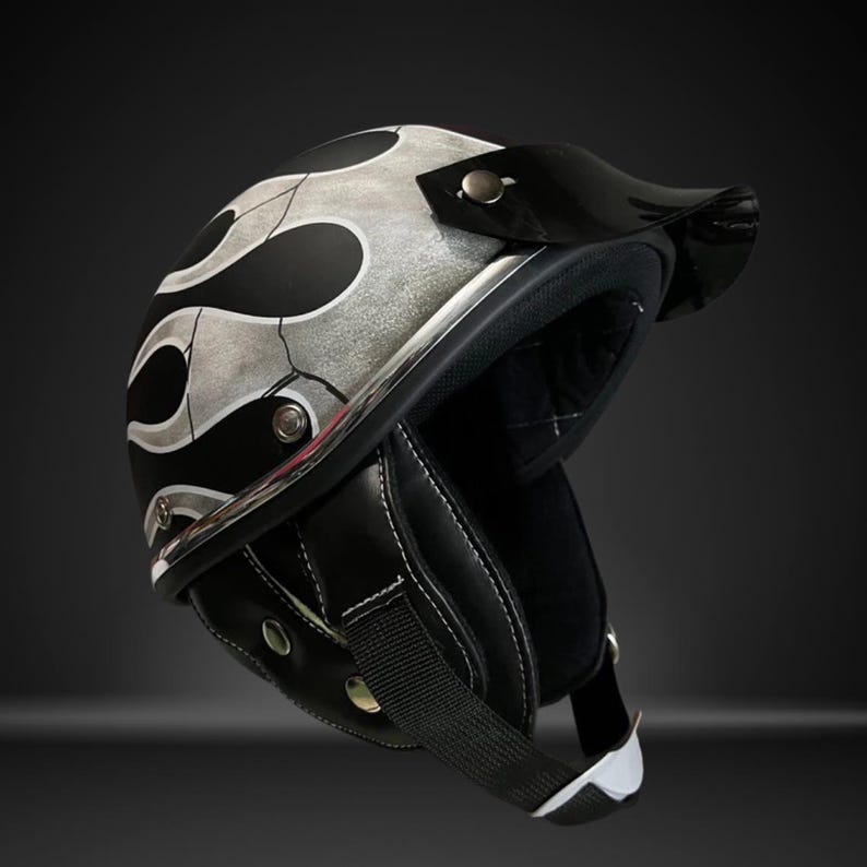 Handmade Vintage Chip Shorty Helmet Japanese Patina Flame Custom Retro ...