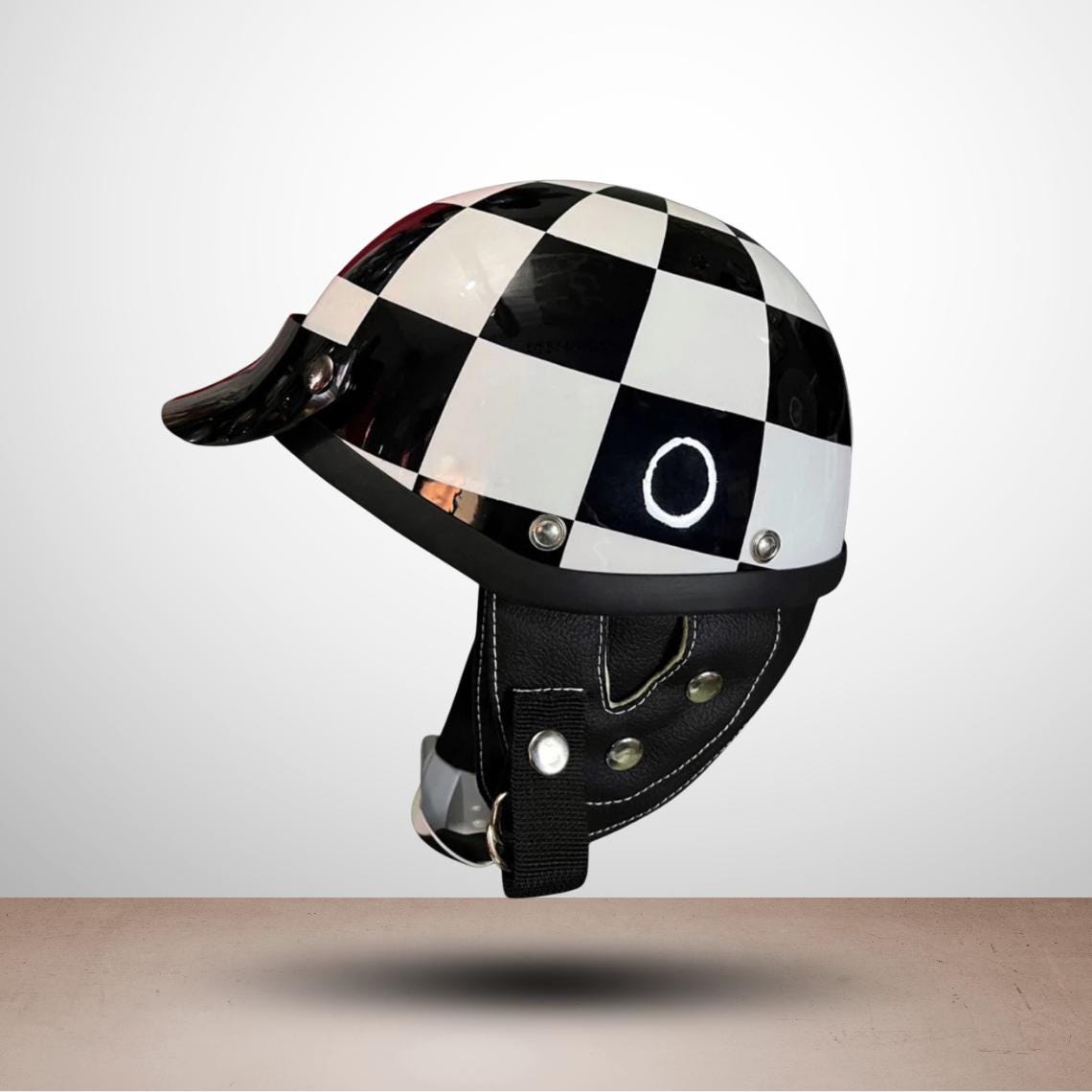 Handmade Checkered Motorcycle Helmet Retro Bobber Chopper Style - Etsy