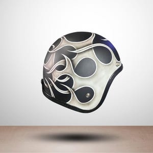 Slimhead 500TX Custom Patina Flame Helmet Retro Style Motorcycle Cafe ...