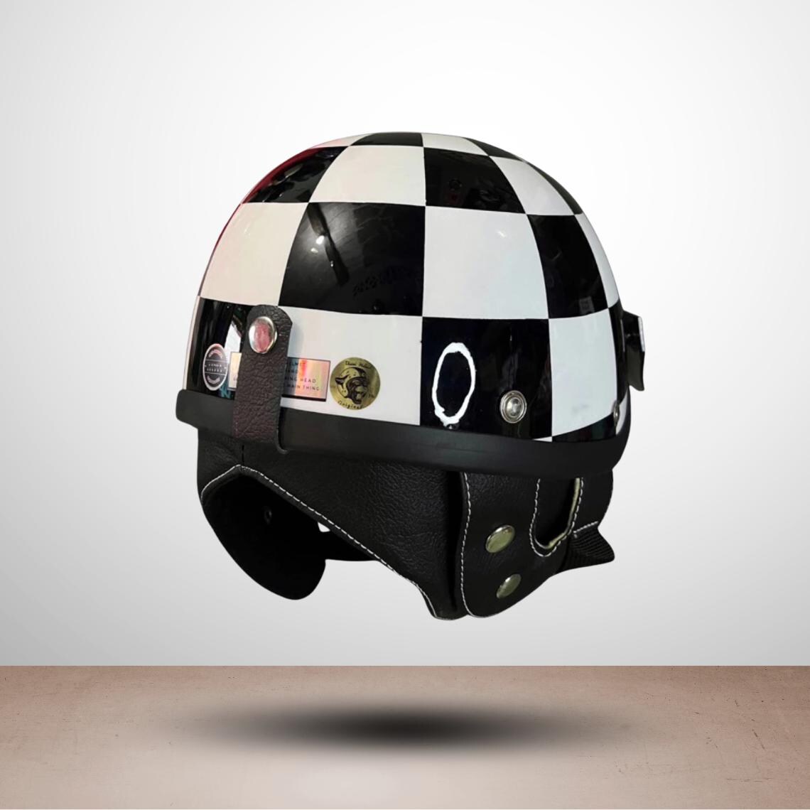 Handmade Checkered Motorcycle Helmet Retro Bobber Chopper Style - Etsy