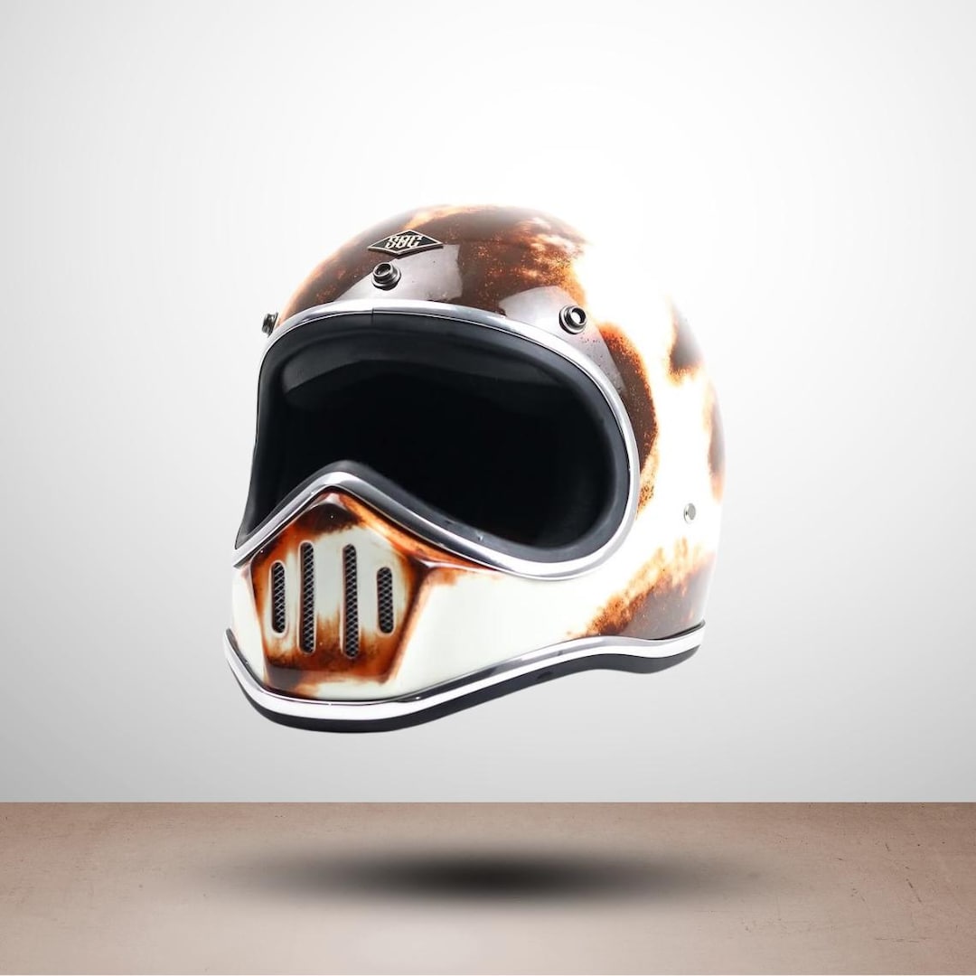Custom Retro Motorcycle Helmet Cakil Fullface Patina Vintage Style for ...