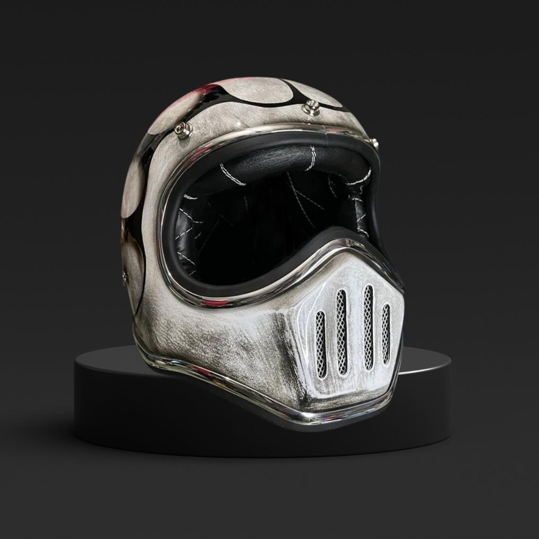 Vintage Cakil Custom Helmet Patina 3D Flame + Inner Visor, Retro ...