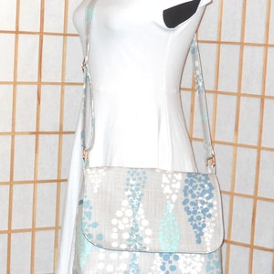 Medium Gray Teal Messenger Style Purse for Women, Fabric Purse, Gray ...