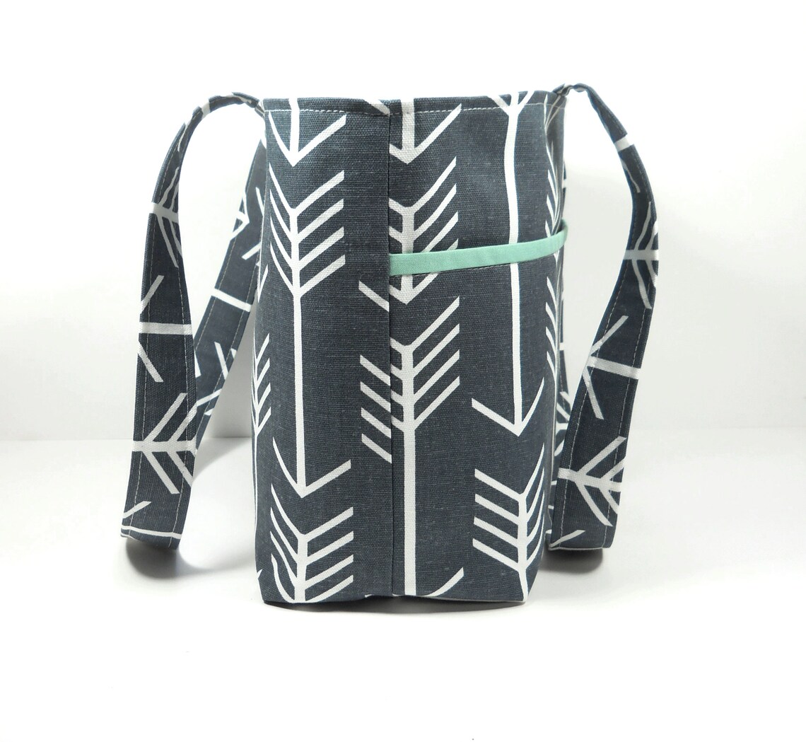 Dark Gray Arrow Tote Purse Double Strap Bag Open Top Purse - Etsy