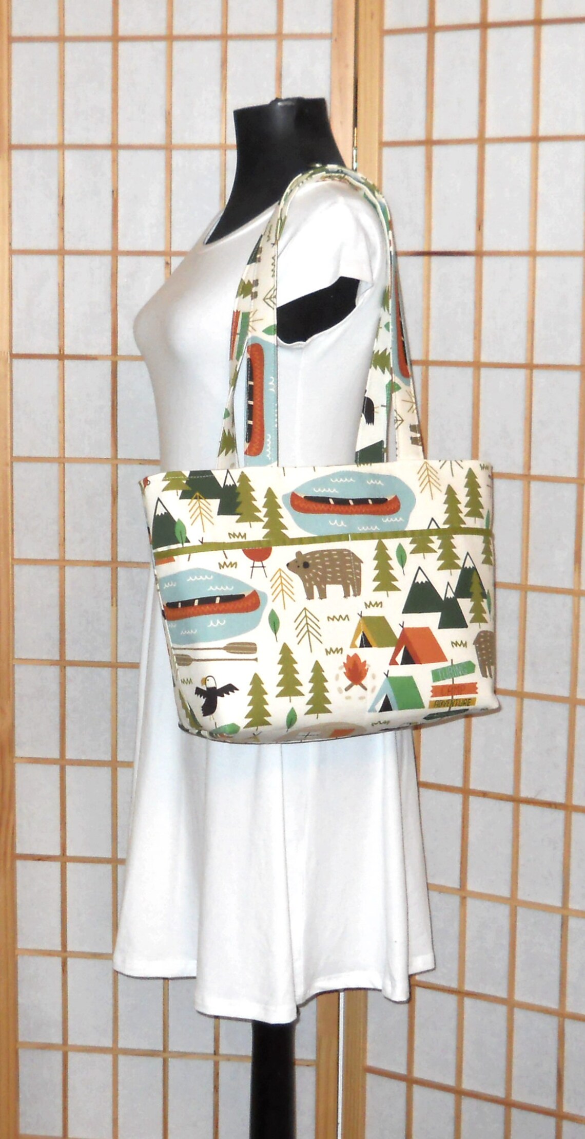 Woodland Tote Purse Outdoor Camping Print Tote Double Strap | Etsy