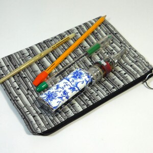 Trees Zipper Pouch, Gray Cosmetic Bag, Make up Pouch, Birch Trees Zip ...