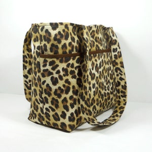 Leopard Tote Purse, Double Strap Shoulder Bag, Open Top Purse, Medium ...