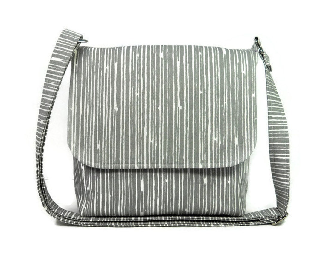 Small Messenger Bag for Women, Gray Cross Body Bag, Gray Purse, Fabric ...