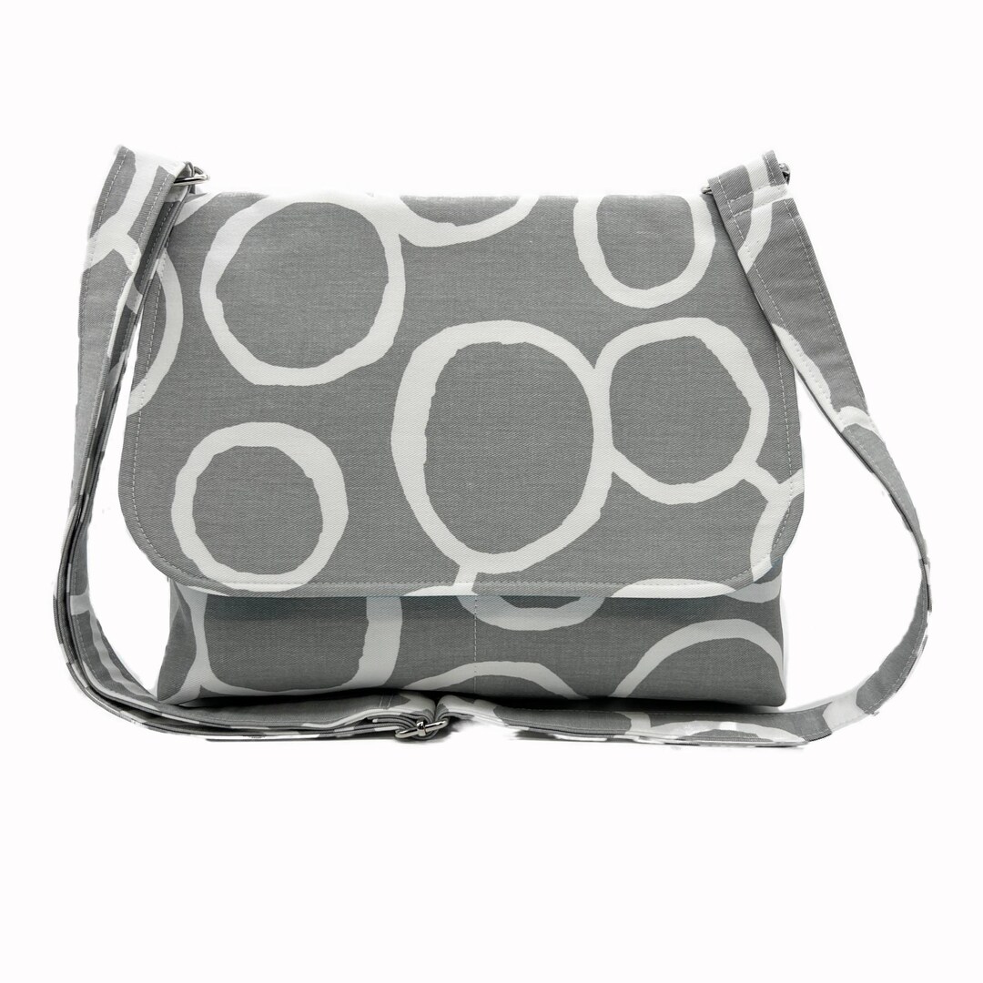 Gray Messenger Bag for Women, Medium Cross Body Bag, Gray Cotton ...