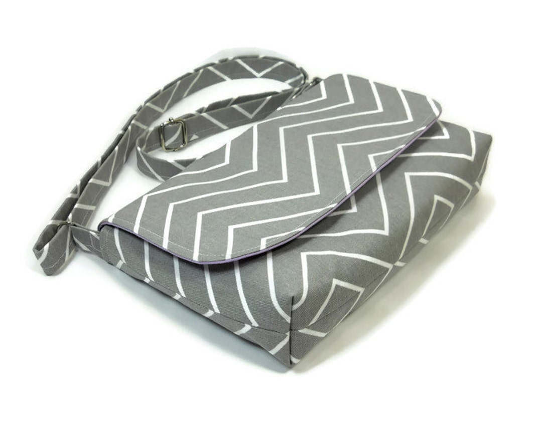 Small Gray Chevron Purse, Mini Messenger Bag, Pinstripe Pocketbook ...