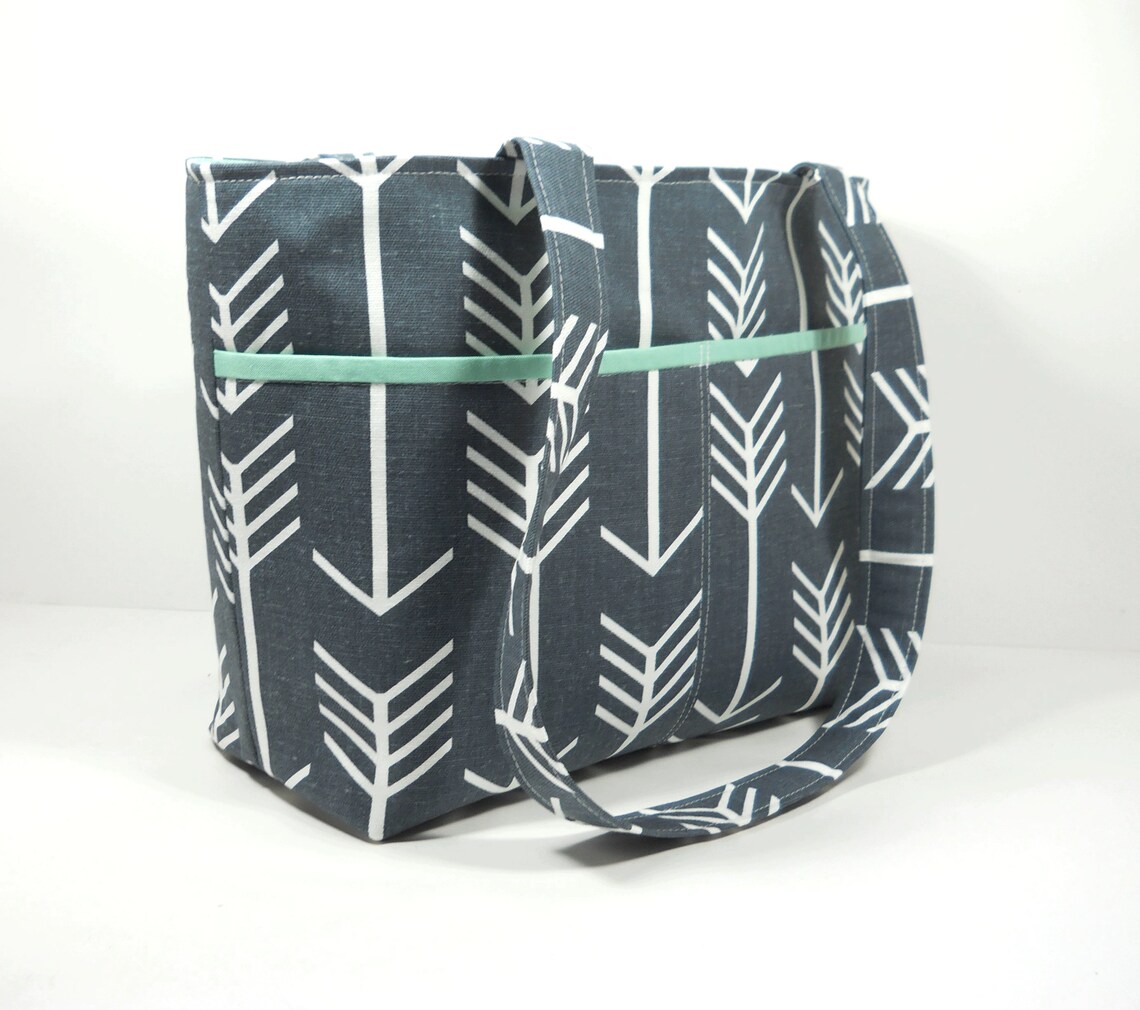Dark Gray Arrow Tote Purse Double Strap Bag Open Top Purse - Etsy
