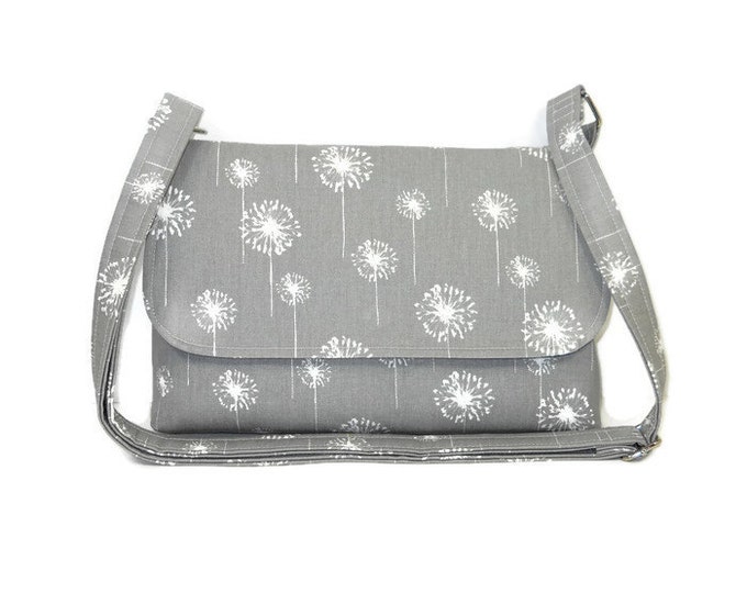 Small Gray Dandelion Purse, Gray Crossbody Bag for Women, Fabric ...