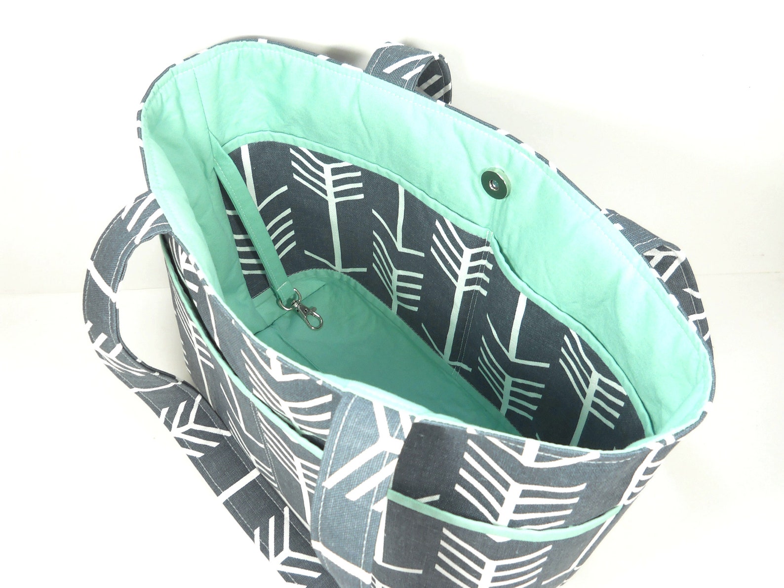 Dark Gray Arrow Tote Purse Double Strap Bag Open Top Purse - Etsy