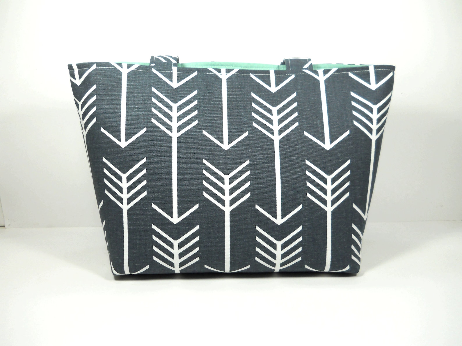 Dark Gray Arrow Tote Purse Double Strap Bag Open Top Purse - Etsy