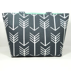 Dark Gray Arrow Tote Purse, Double Strap Bag, Open Top Purse, Medium ...