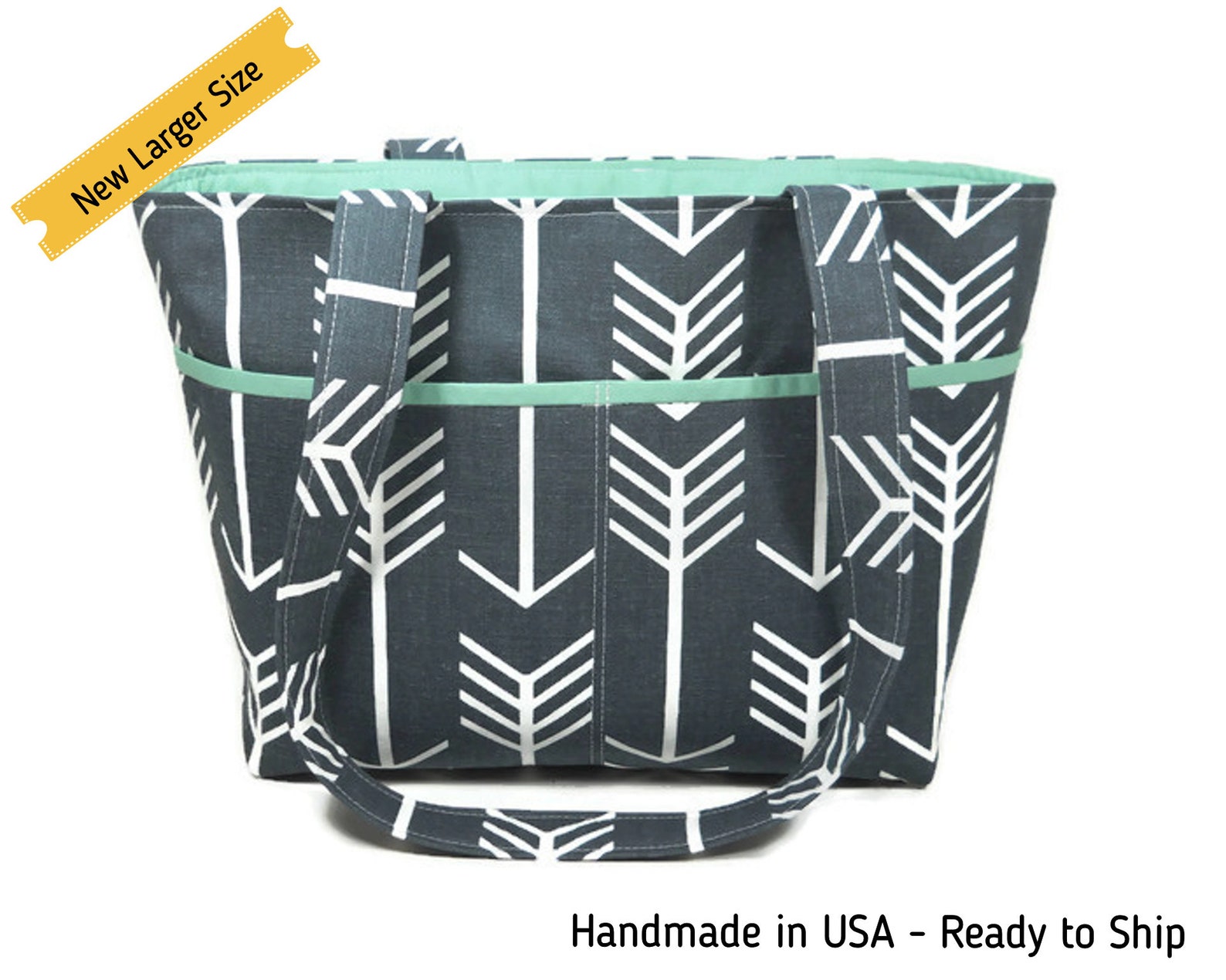 Dark Gray Arrow Tote Purse Double Strap Bag Open Top Purse - Etsy