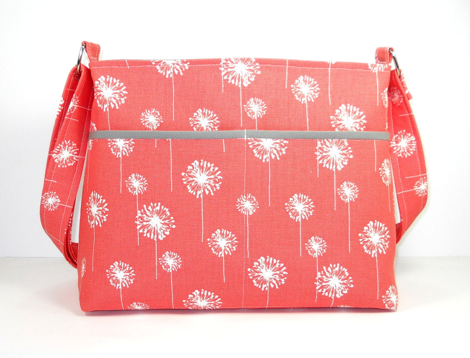 Women's Messenger Bag Coral Dandelion Purse Canvas | Etsy