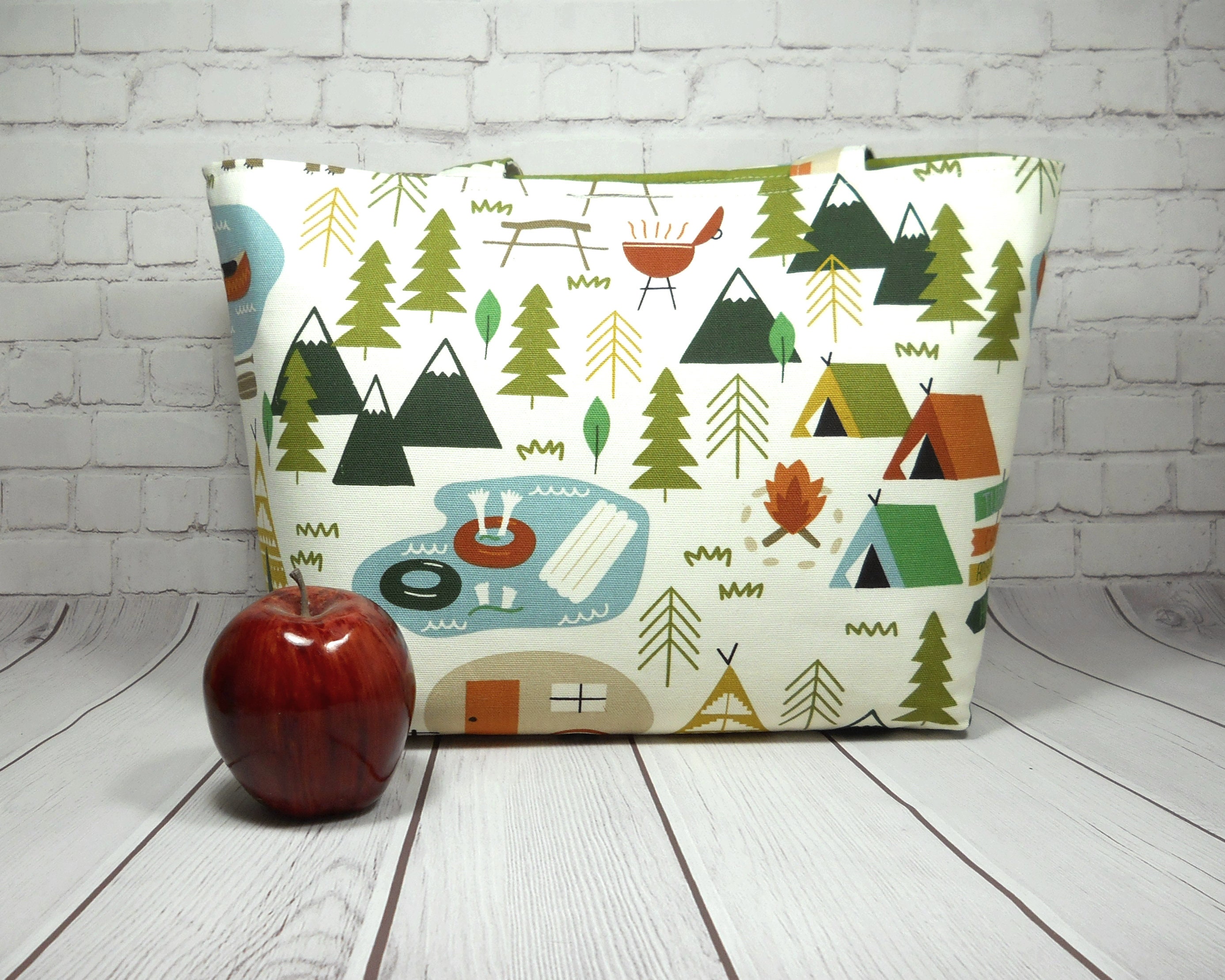 Woodland Tote Purse Outdoor Camping Print Tote Double Strap - Etsy