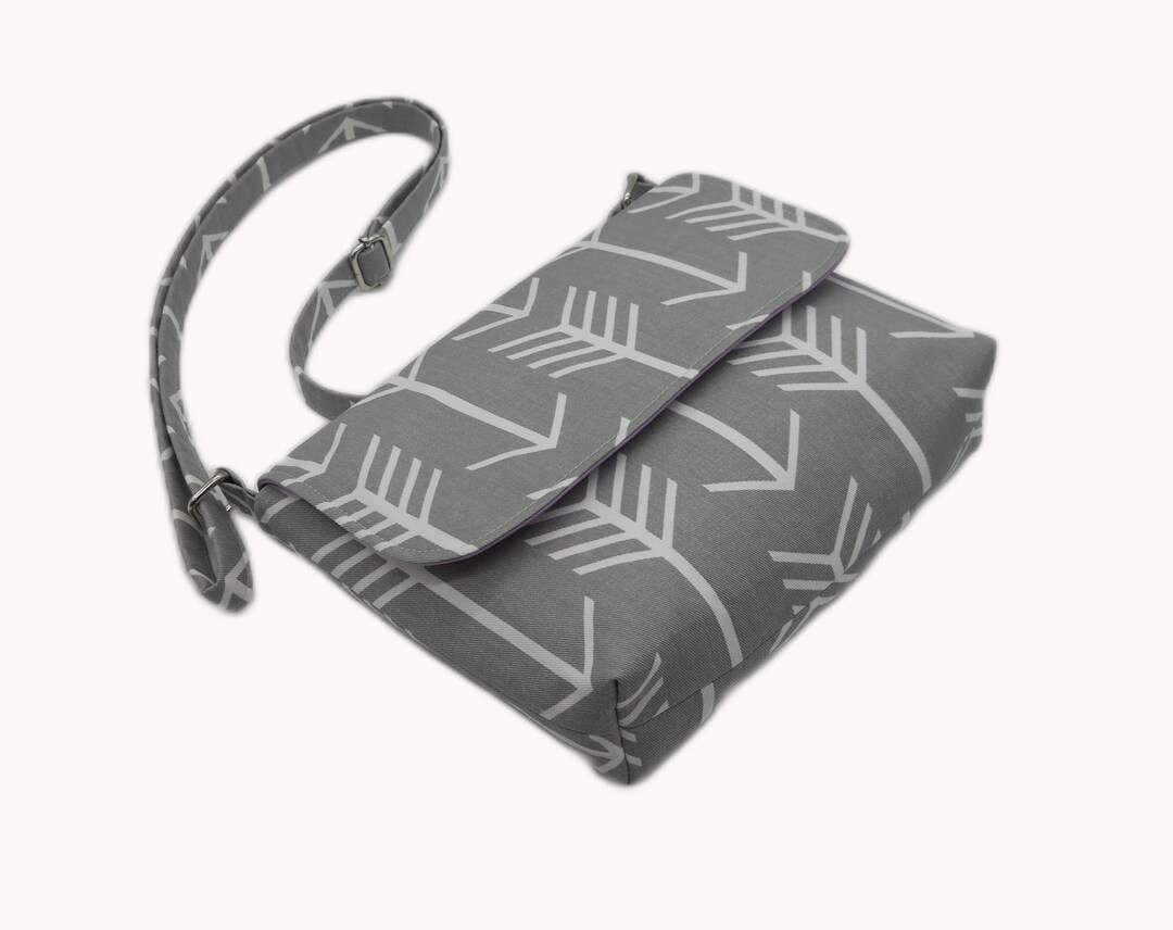 Small Slim Crossbody Bag, Gray Arrow Purse, Casual Bag, Adjustable ...