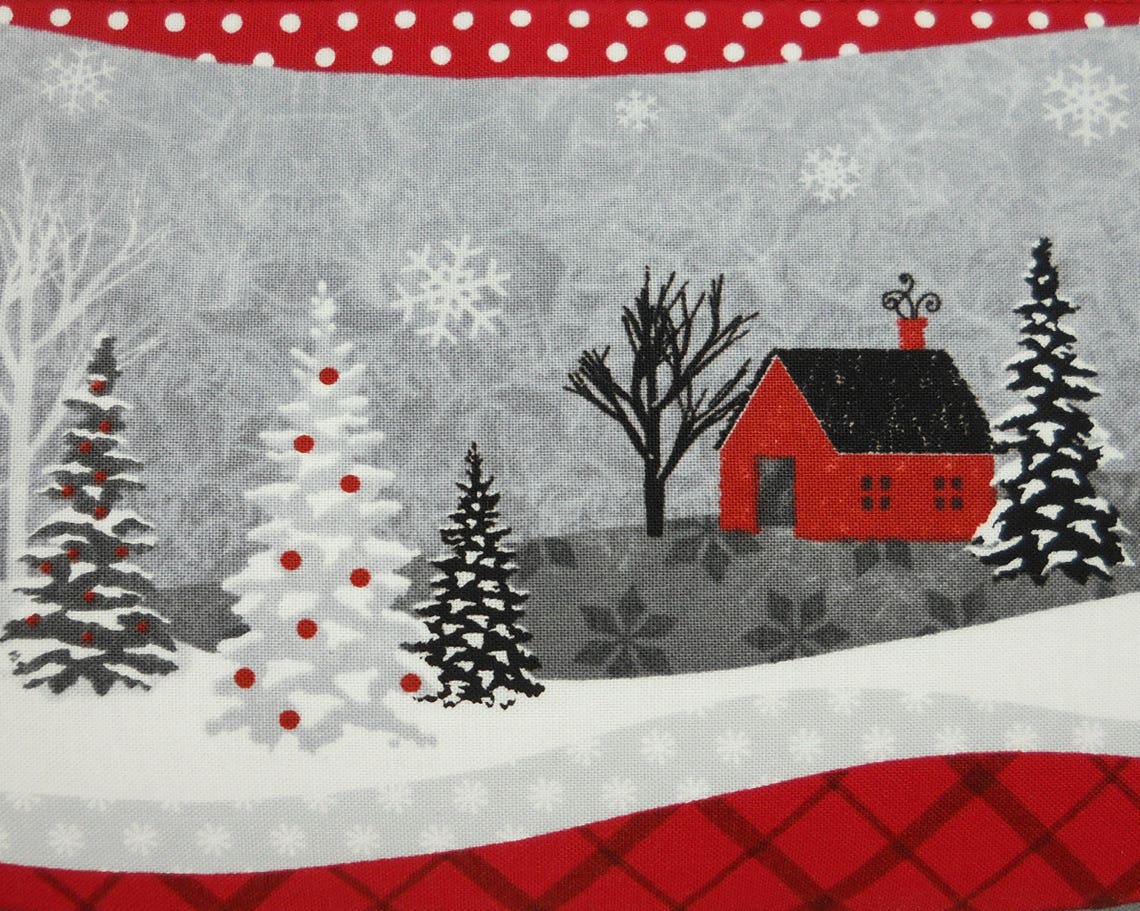 Winter Snow Pouch Christmas Zip Pouch Gray White Red - Etsy