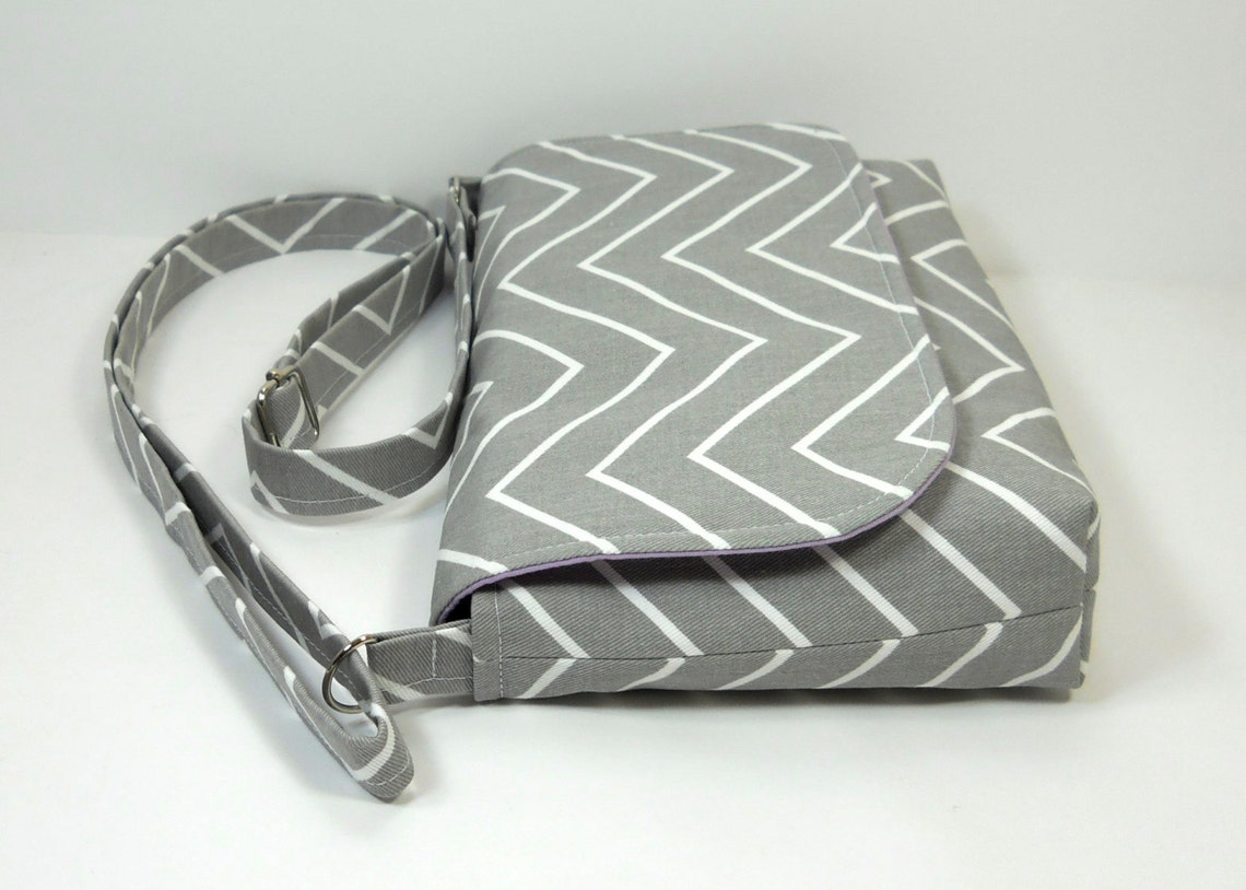 Small Gray Chevron Purse Mini Messenger Bag Pinstripe - Etsy