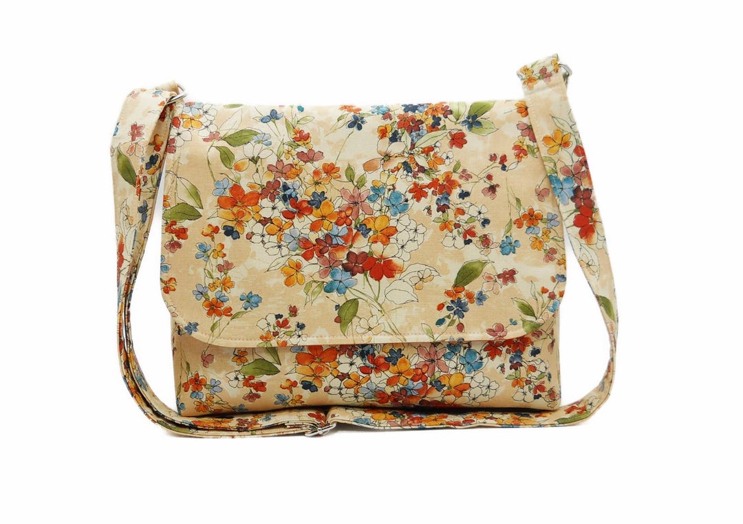 Fall Floral Messenger Bag, Multi Color Purse, Medium Crossbody Bag for ...