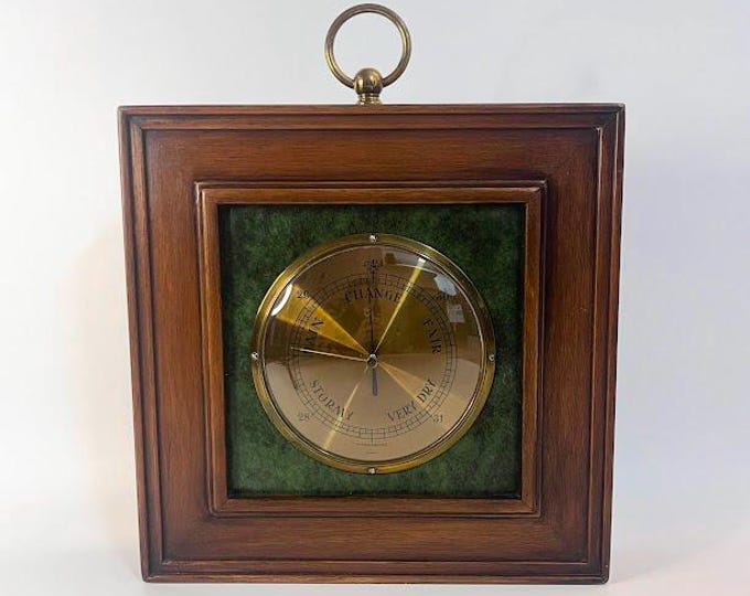 13.5" Vintage German Wall Thermometer Humidity and Weather Meter ...