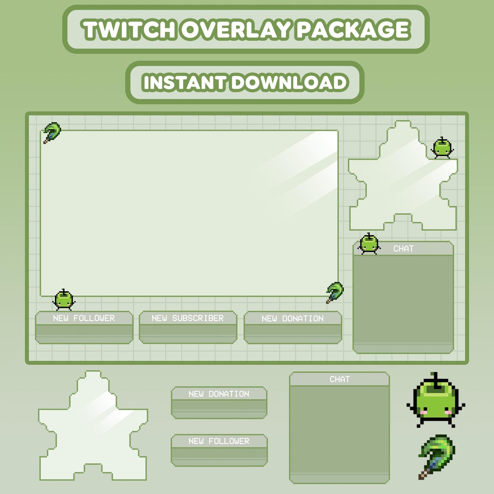 Cute Background for Twitch Streaming, Cozy Overlay, Twitch Alerts ...