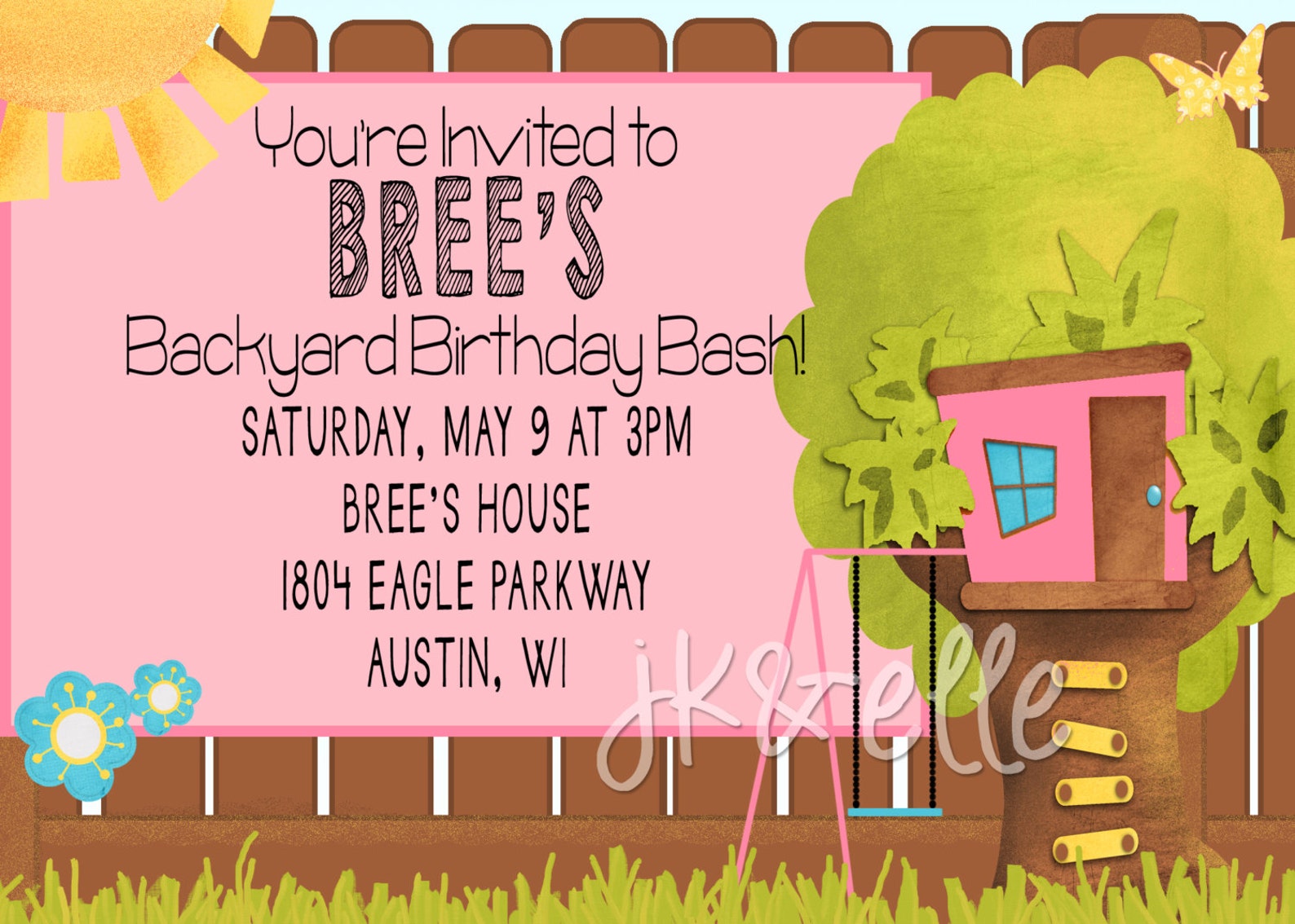 Girly Backyard Party Invitation - Etsy