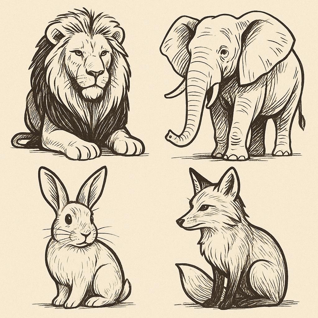 Animals Coloring Pages: Adult & Kid Printable (PDF Download) - Etsy