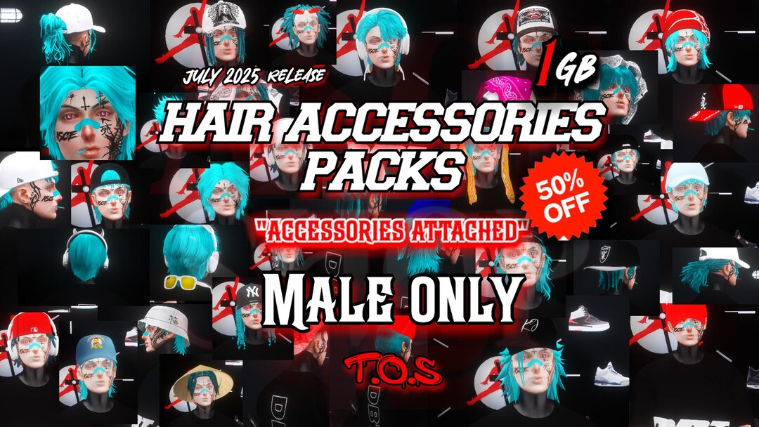 Fivem Thai Male Hair Pack With Accessories | 80+ | Drag & Drop | GTA V ...