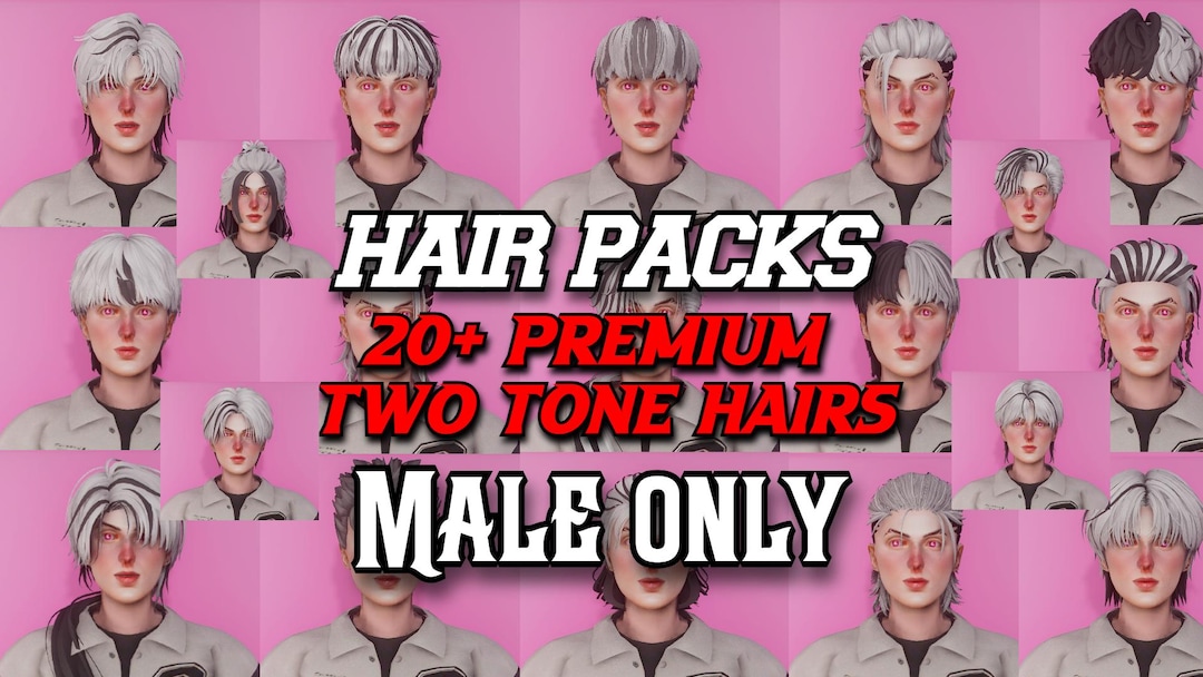 Fivem Ready Thai Male Hair Pack V1 Two-tone Mullet HD Hairstyles - Etsy UK