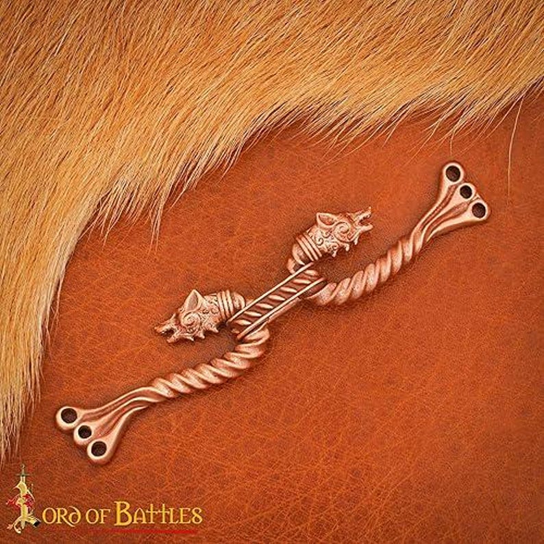 Wolf and Dragon Head Cloak Clasp, Cast in Solid Bronze, Viking Style - Etsy
