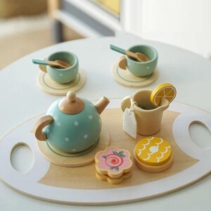 Wooden Kids Tea Set Montessori Pretend Play Toy for Toddlers Tea Party ...