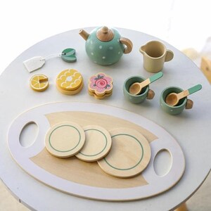 Wooden Kids Tea Set Montessori Pretend Play Toy for Toddlers Tea Party ...