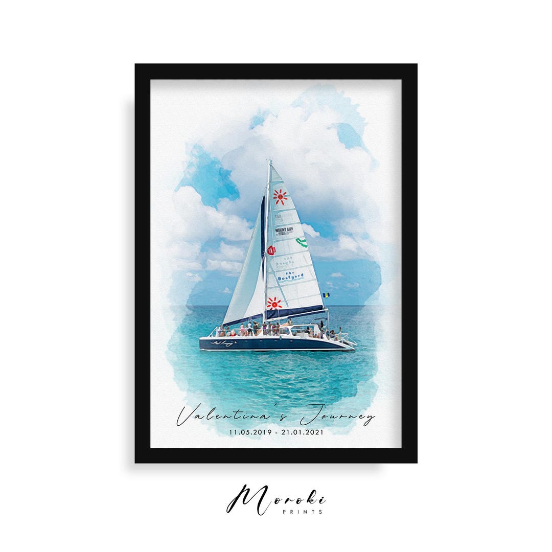 Personalized Boat Portrait From Photo, Custom Print, Display Art ...