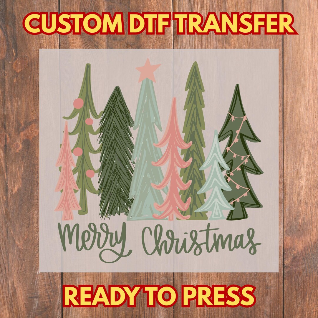 Retro Christmas Tree DTF Transfer: Personalized Holiday Heat Press ...