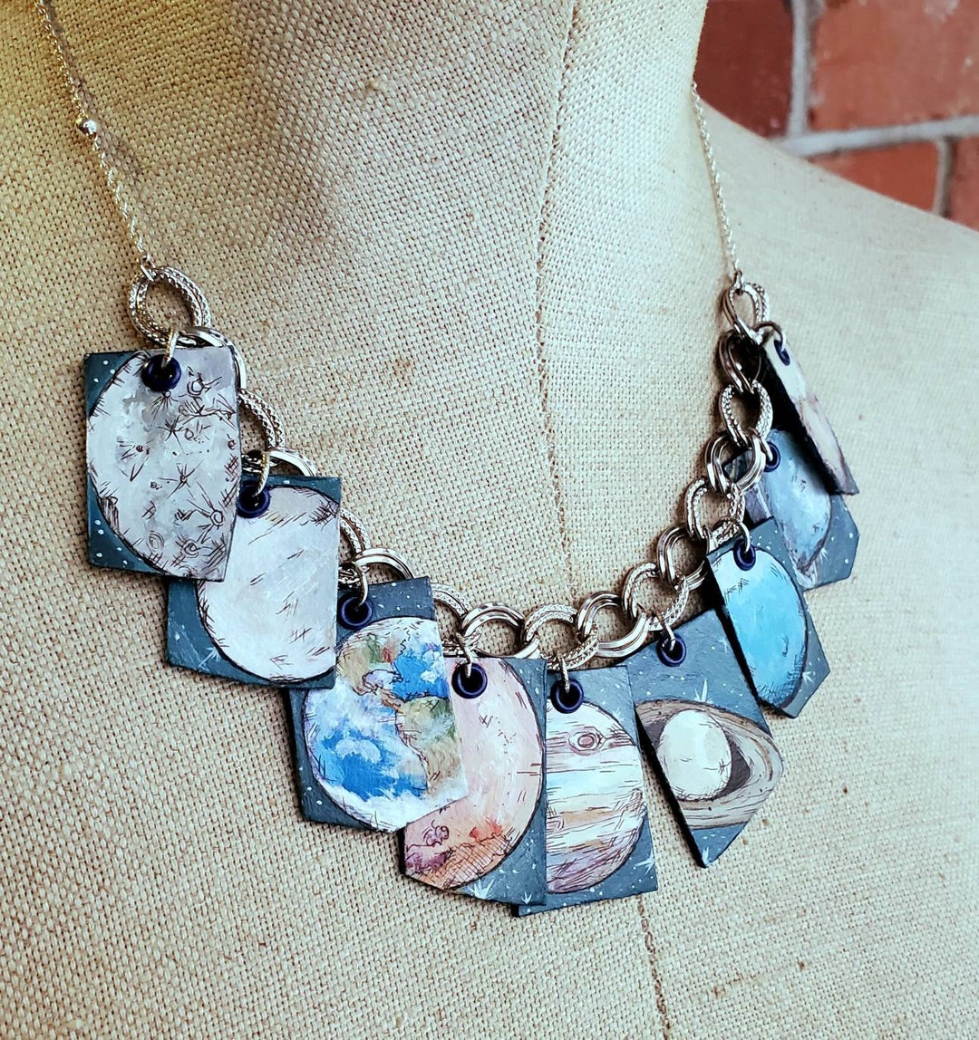 OUR SOLAR SYSTEM - Hand-painted Space Planet and Moon Jewelry ...