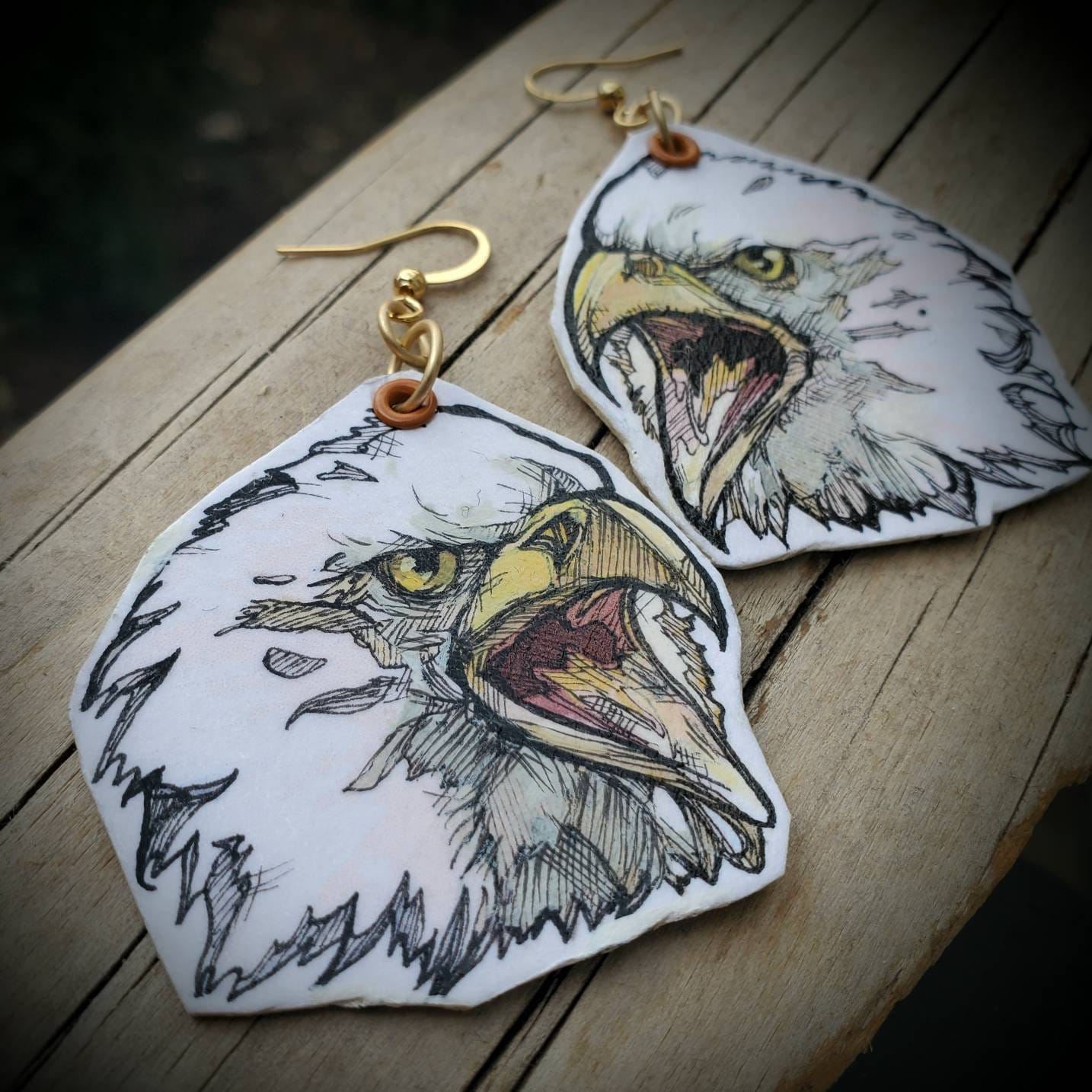 Graphic Bald Eagle Cut Out Hand-painted Bird of Prey Charm | Etsy