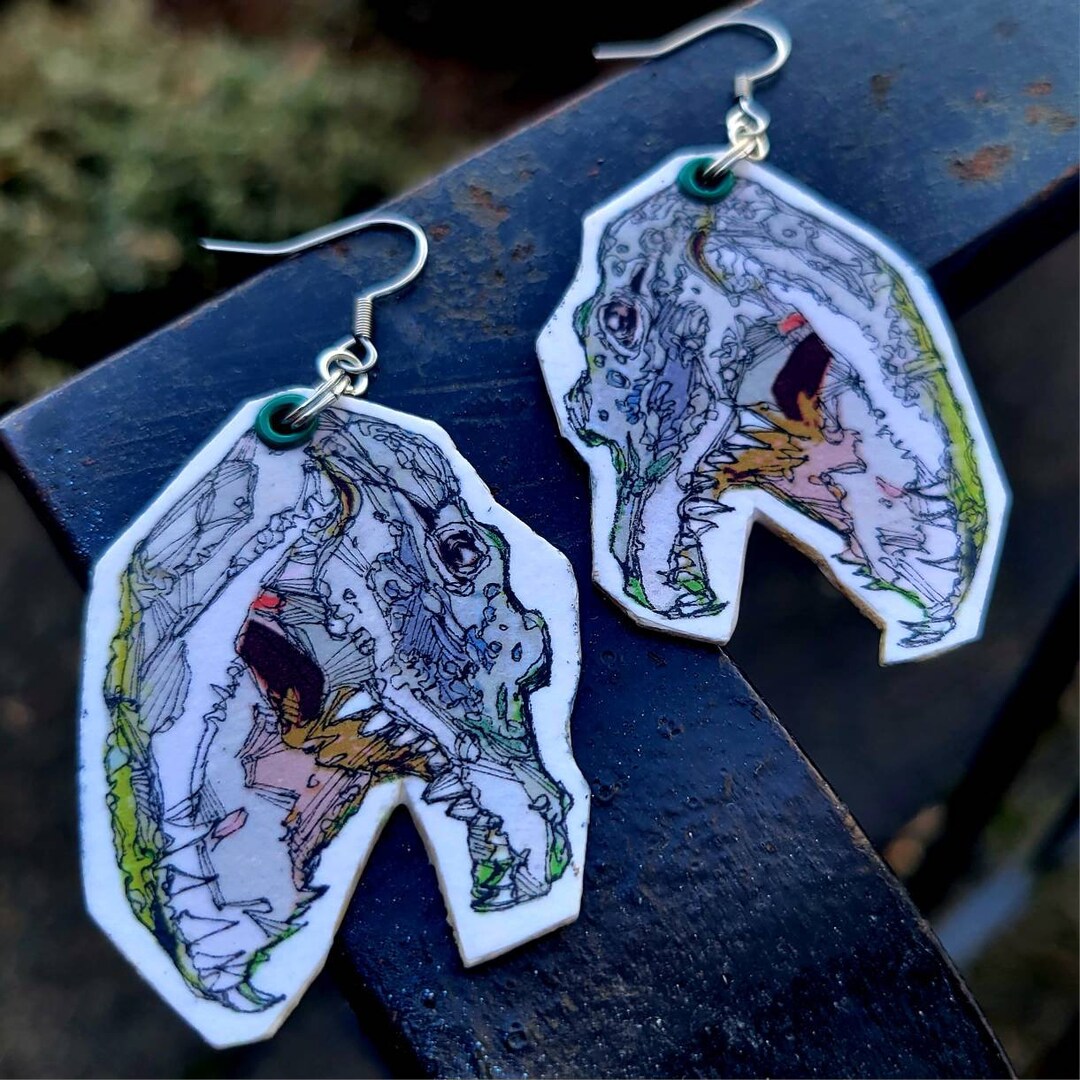Graphic Alligator Cut Out - Hand-painted Gator Charm Earrings ...