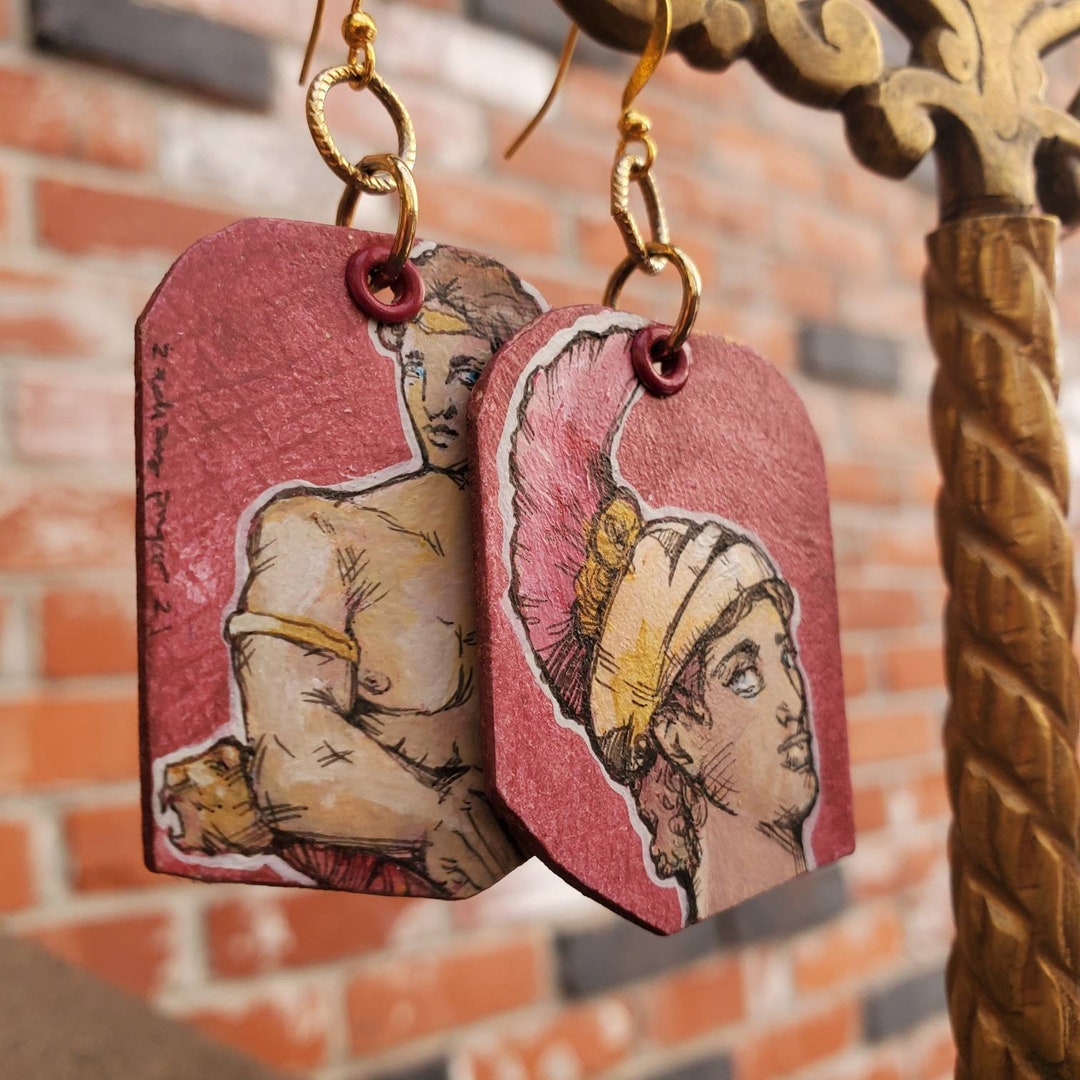 Ares Mars Charm Earrings - Hand-painted Greek Roman Mythology God ...
