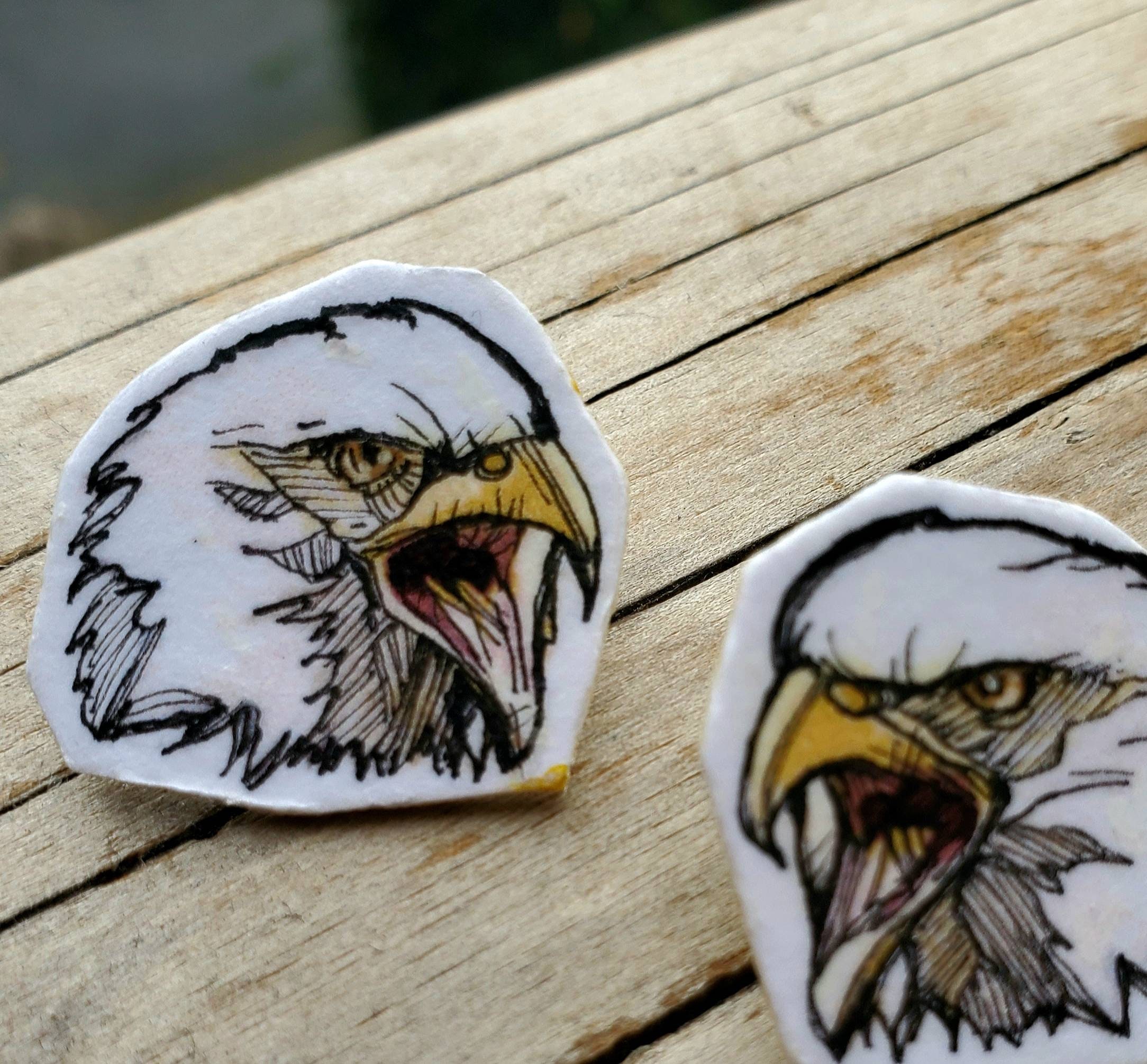 Graphic Bald Eagle Cut Out studs hand-painted bird of prey | Etsy
