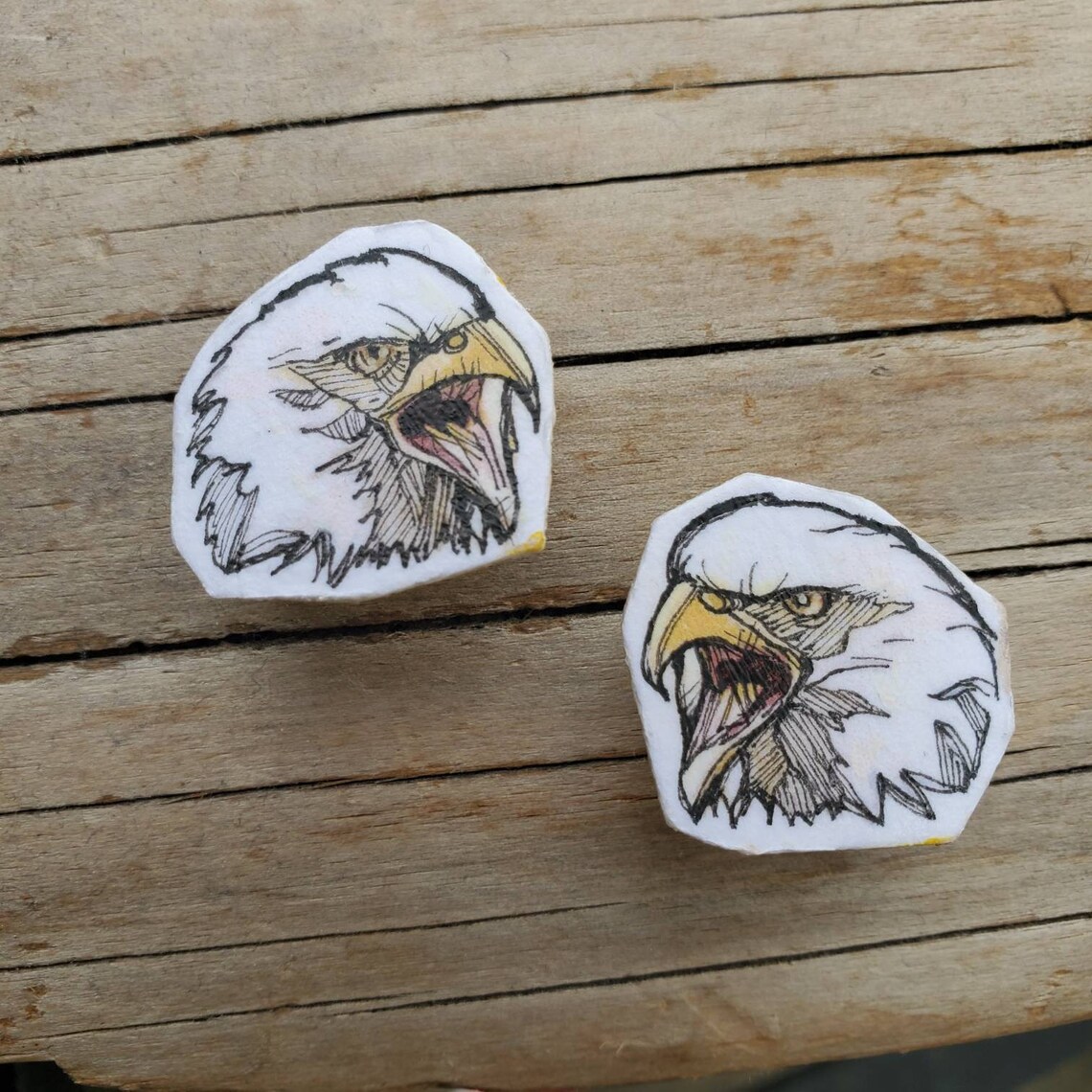 Graphic Bald Eagle Cut Out Studs Hand-painted Bird of Prey - Etsy