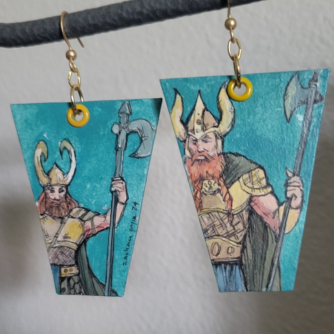 LOKI Hand-painted Norse Mythology Earrings Wearable Art - Etsy
