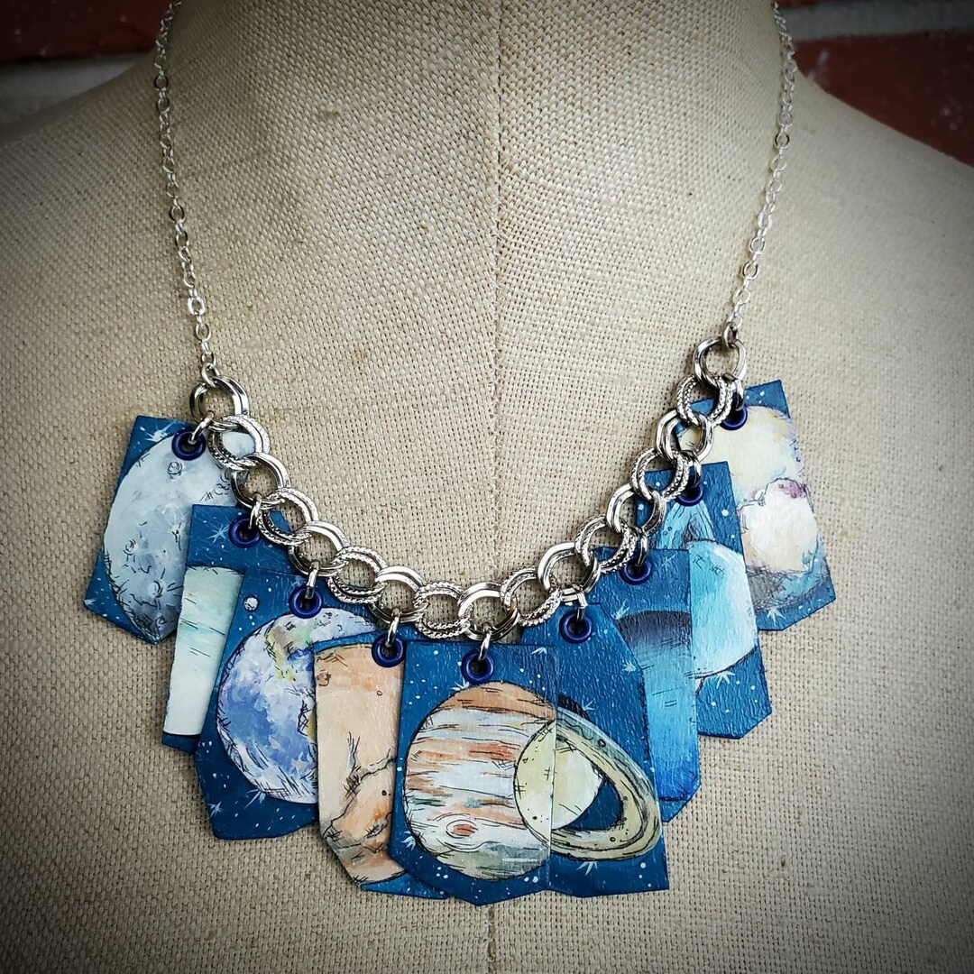 OUR SOLAR SYSTEM - Hand-painted Space Planet and Moon Jewelry ...