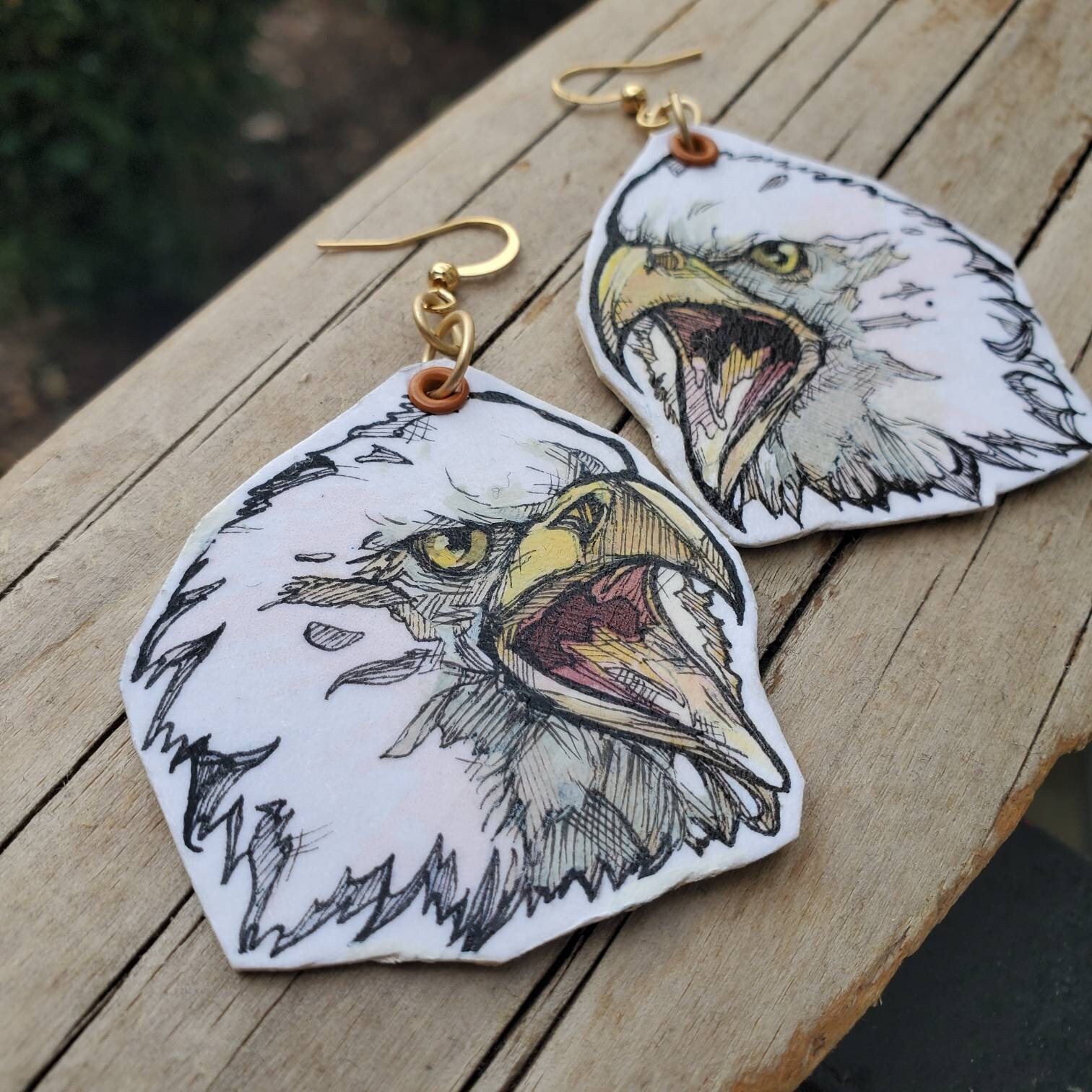 Graphic Bald Eagle Cut Out Hand-painted Bird of Prey Charm - Etsy