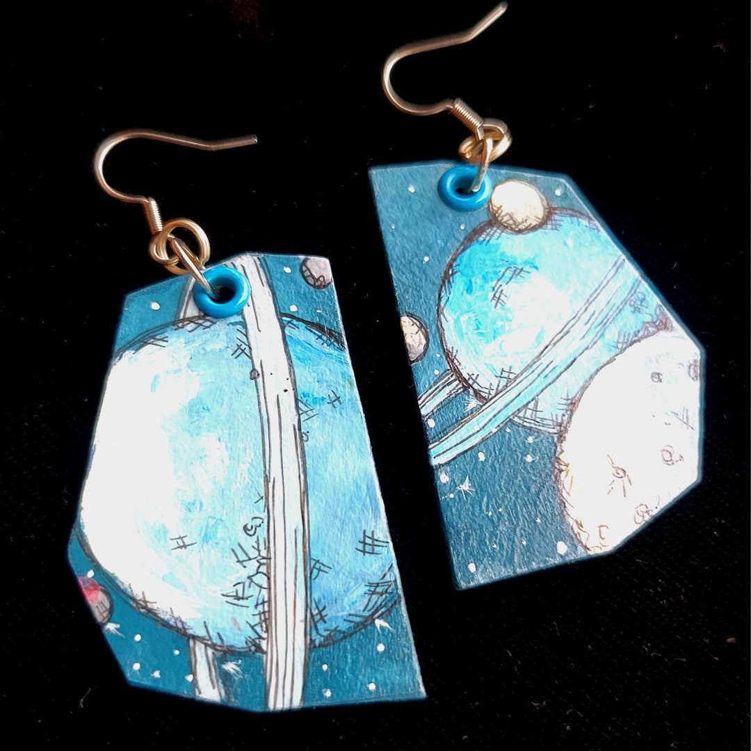 Uranus and Moons Miranda, Umbria, Titania, and Oberon Hand-painted ...