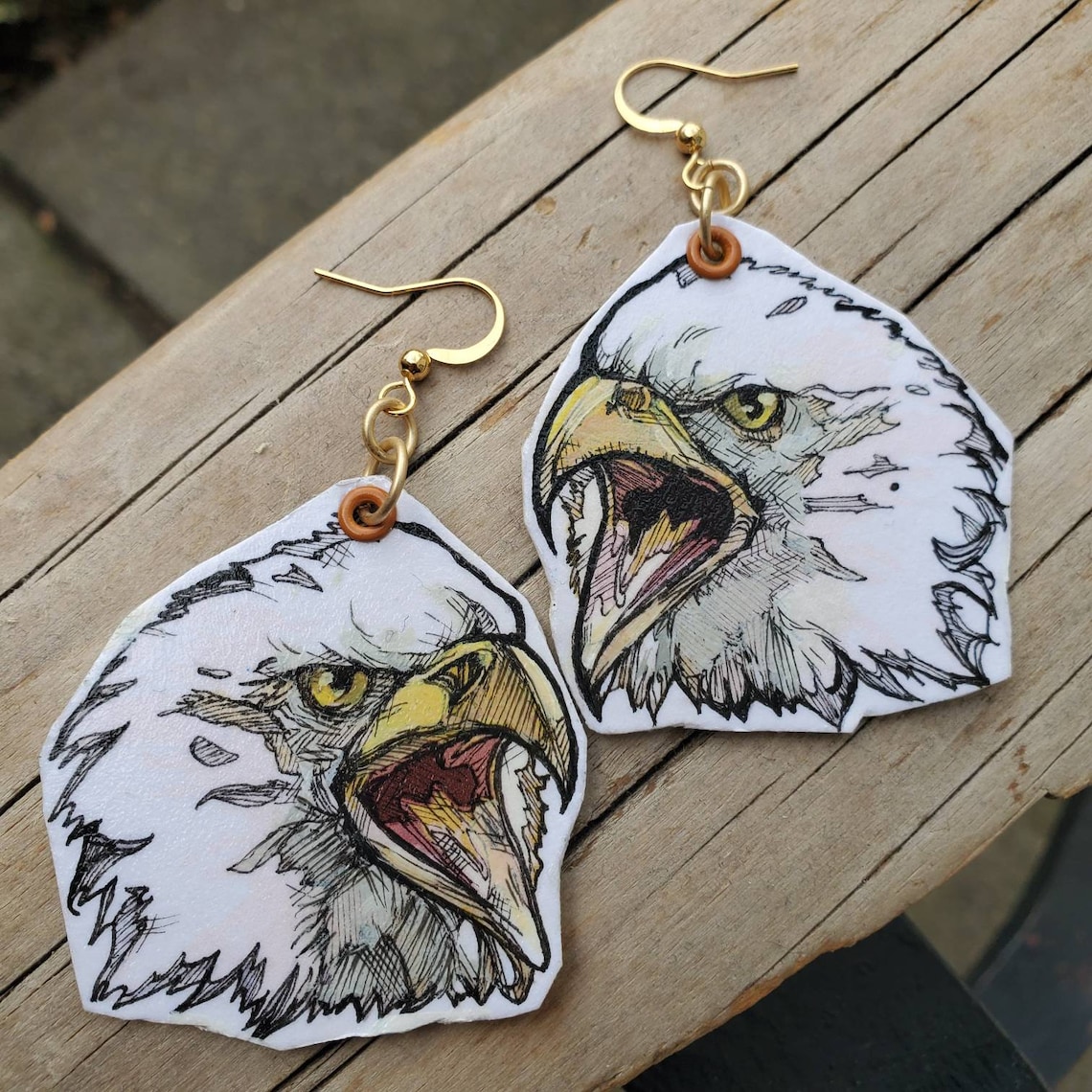 Graphic Bald Eagle Cut Out Hand-painted Bird of Prey Charm - Etsy