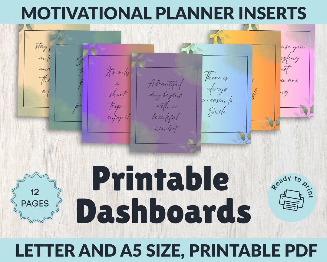 8.5x11 and A5 Motivational Planner Dashboards, Printable Budget Planner ...