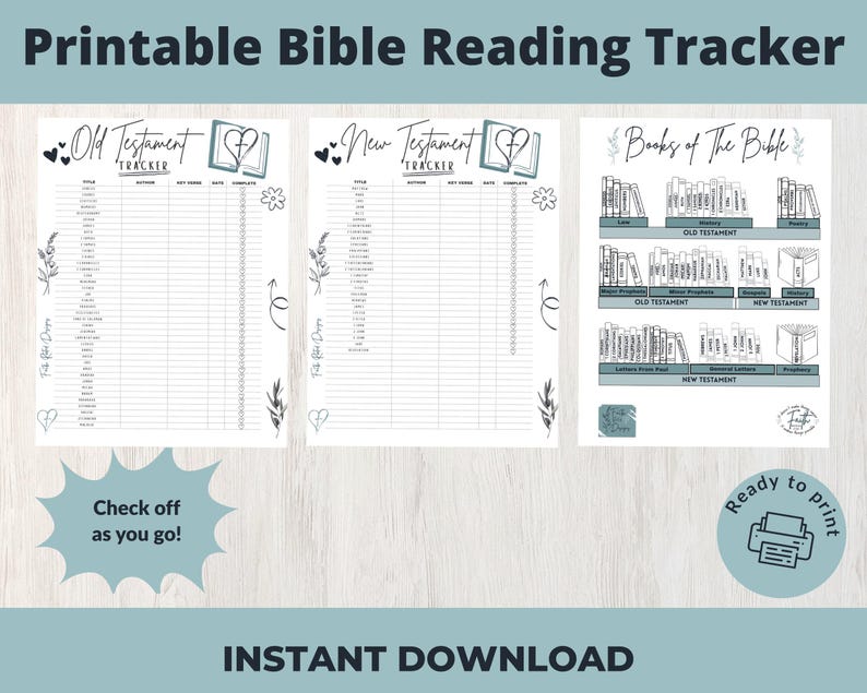 Bible Reading Tracker Bundle: Old & New Testament Coloring (PDF ...